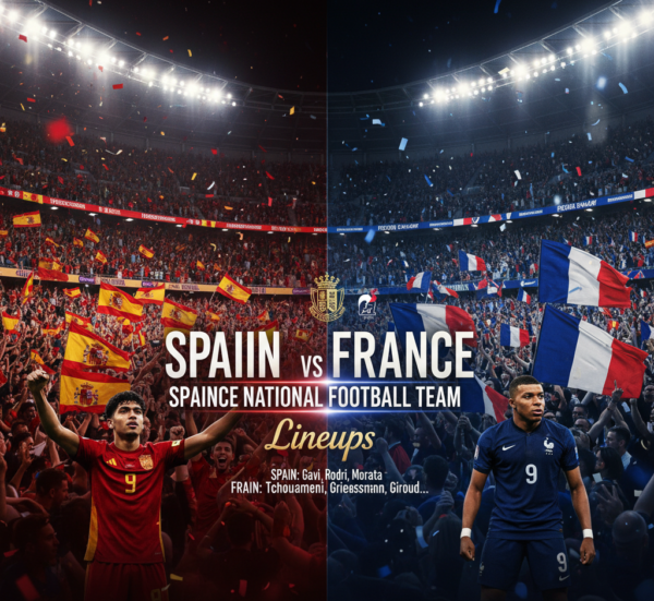 Spain National Football Team vs France National Football Team Lineups ...